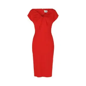 Alexander McQueen Twist-detail Crepe Midi Dress - Red