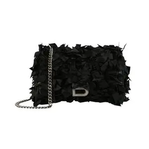 Balenciaga Hourglass Satin Bow Wallet On Chain - Black