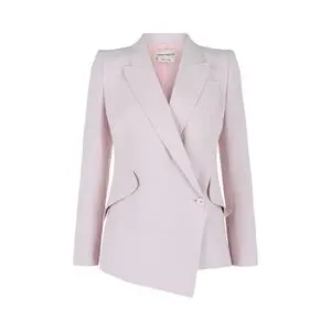 Alexander McQueen Asymmetric Double Breasted Blazer 'porcelain