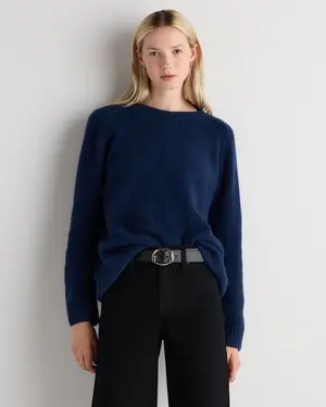 Quince Cashmere Silk Boucle Relaxed Crewneck Sweater - Soft Navy