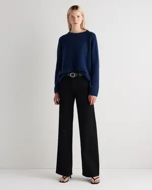 Quince Cashmere Silk Boucle Relaxed Crewneck Sweater - Soft Navy