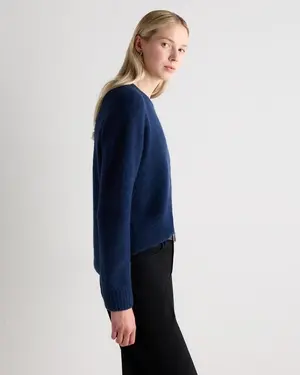 Quince Cashmere Silk Boucle Relaxed Crewneck Sweater - Soft Navy