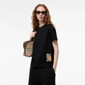 Burberry Check Cashmere Patch Cotton T-shirt