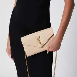 Saint Laurent Cassandre Chain Pouch In Dark