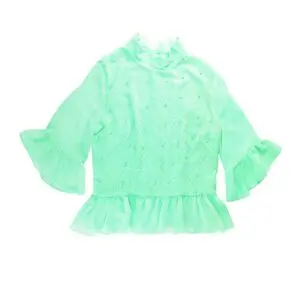 TRAMP IN DISGUISE Sheer Georgette Blouse With Peplum Sleeves