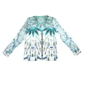 TRAMP IN DISGUISE Flirt Blouse With Sweetheart Neckline And Digital Print