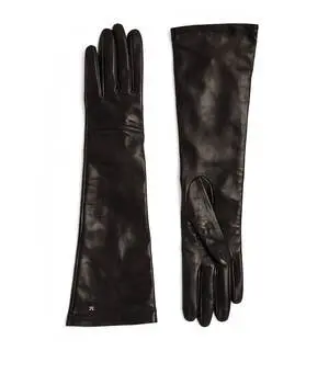Max Mara Leather Elbow-length Gloves - Black