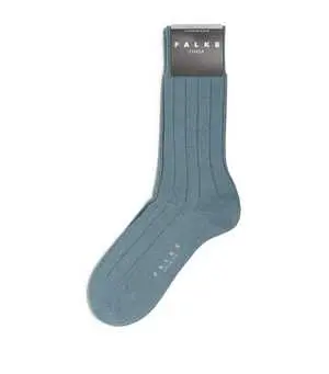 Falke Lhasa Ribbed Socks In Wool-cashmere Blend - Blue