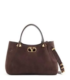 Valentino Garavani Small Suede Vlogo Signature Tote Bag