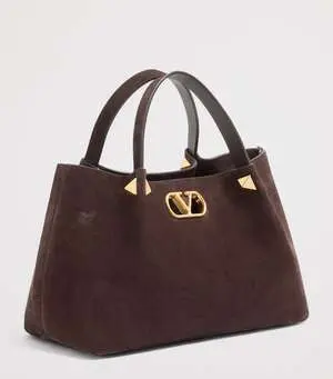 Valentino Garavani Small Suede Vlogo Signature Tote Bag