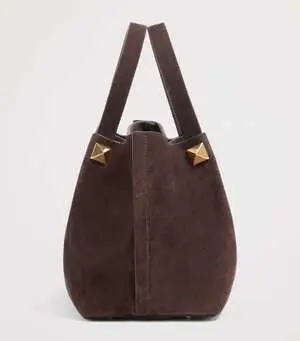 Valentino Garavani Small Suede Vlogo Signature Tote Bag