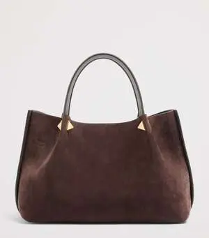 Valentino Garavani Small Suede Vlogo Signature Tote Bag