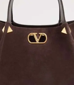 Valentino Garavani Small Suede Vlogo Signature Tote Bag