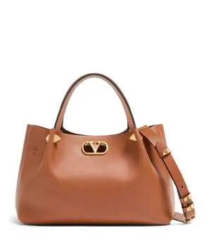Valentino Garavani Small Leather Vlogo Signature Tote Bag - Brown