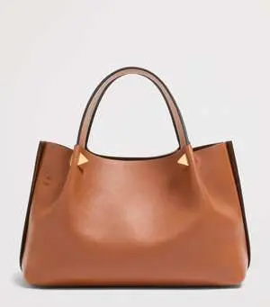 Valentino Garavani Small Leather Vlogo Signature Tote Bag - Brown