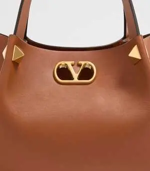 Valentino Garavani Small Leather Vlogo Signature Tote Bag - Brown