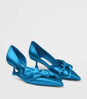 JIMMY CHOO Issy 50 Satin Pumps With Bow Detailing And Pointed Toe