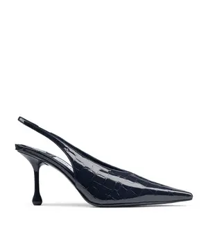 JIMMY CHOO Isa Embossed Leather Slingback Pumps - Blue