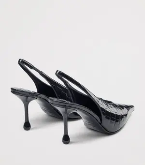 JIMMY CHOO Isa Embossed Leather Slingback Pumps