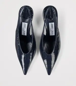 JIMMY CHOO Isa Embossed Leather Slingback Pumps