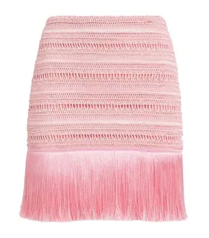 PatBO Mini Skirt With Crochet And Fringe Detail
