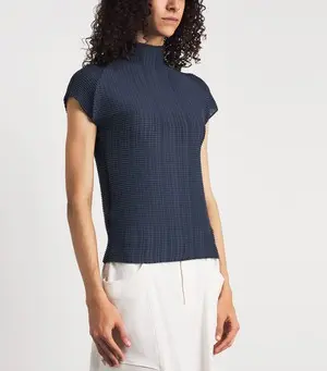 Issey Miyake Wooly Pleats Mock-neck Top