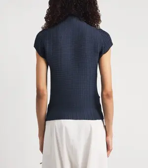 Issey Miyake Wooly Pleats Mock-neck Top