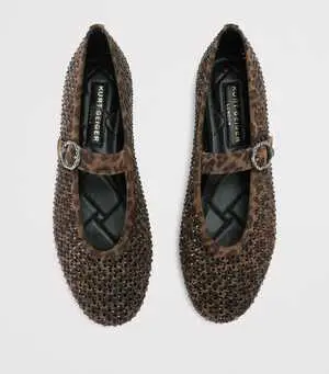 Kurt Geiger Embellished Suede Ballet Flats
