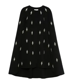 Marina Rinaldi Virgin Wool Embellished Cape Coat
