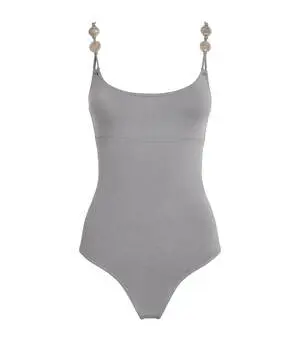 ERES Lynda Embellished Spaghetti Strap Swimsuit - Grey