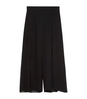 Marina Rinaldi Chiffon Wide-leg Trousers - Black