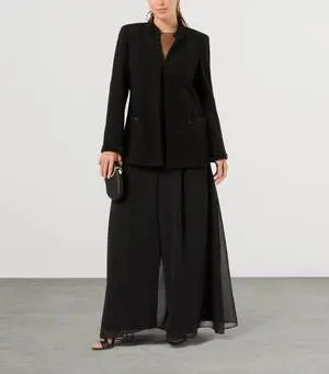 Marina Rinaldi Chiffon Wide-leg Trousers