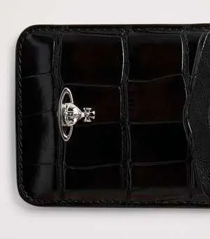 VIVIENNE WESTWOOD Croc-embossed Orb Magnetic Card Holder