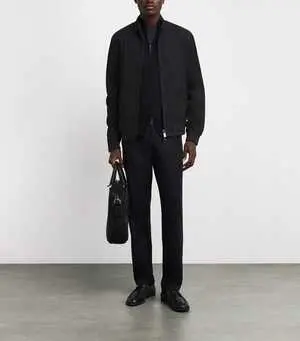 Pal Zileri Suede Bomber Jacket With Stand Collar