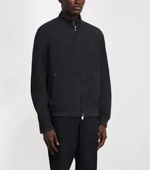 Pal Zileri Suede Bomber Jacket With Stand Collar