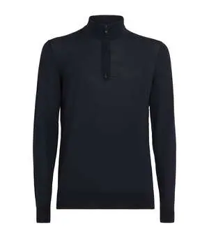 Pal Zileri Wool-silk Quarter-zip Sweater - Navy