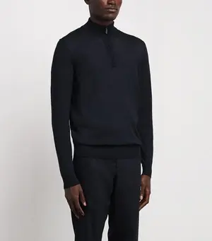 Pal Zileri Wool-silk Quarter-zip Sweater