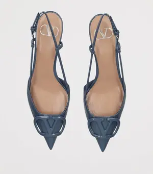 Valentino Garavani Leather Vlogo Slingback Pumps
