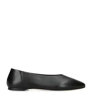 TOTEME Leather Slip Ballet Flats - Black