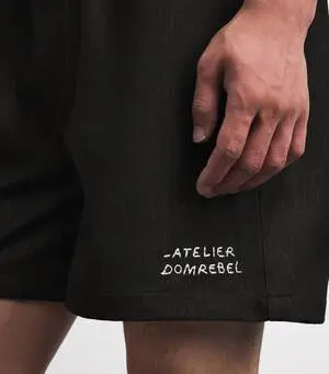 DOMREBEL Chambray Baller Shorts With Embroidered Logo