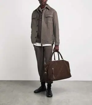 Officine Creative Suede Woven Duffle Bag