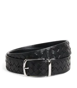 Officine Creative Leather Woven Reversible Belt - Black