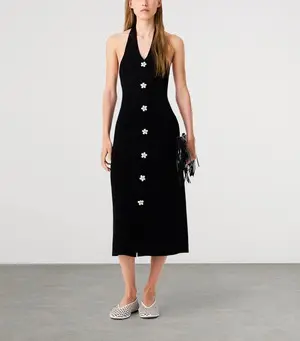 Maje Knitted Halterneck Midi Dress