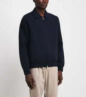 LARDINI Wool-blend Zip-up Overshirt - Navy