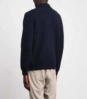 LARDINI Wool-blend Zip-up Overshirt - Navy