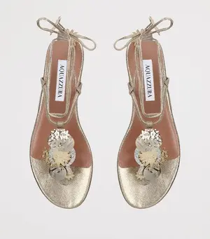 AQUAZZURA Night Stars Metallic Leather Sandals