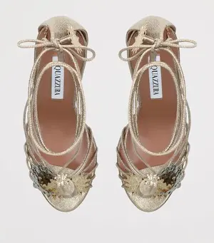 AQUAZZURA Leather Night Stars Sandals - Silver
