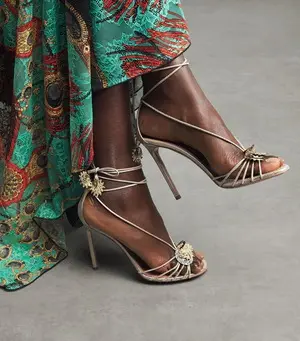 AQUAZZURA Leather Night Stars Sandals - Silver