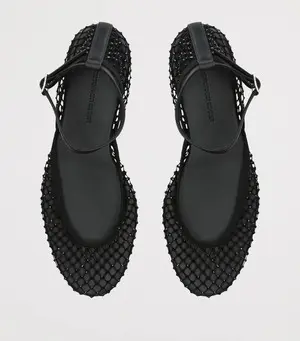 Christopher Esber Mesh Minette Ballet Flats With Ankle Strap - Black