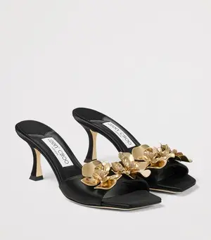 JIMMY CHOO Skye 70 Heeled Mules With Floral Embellishments